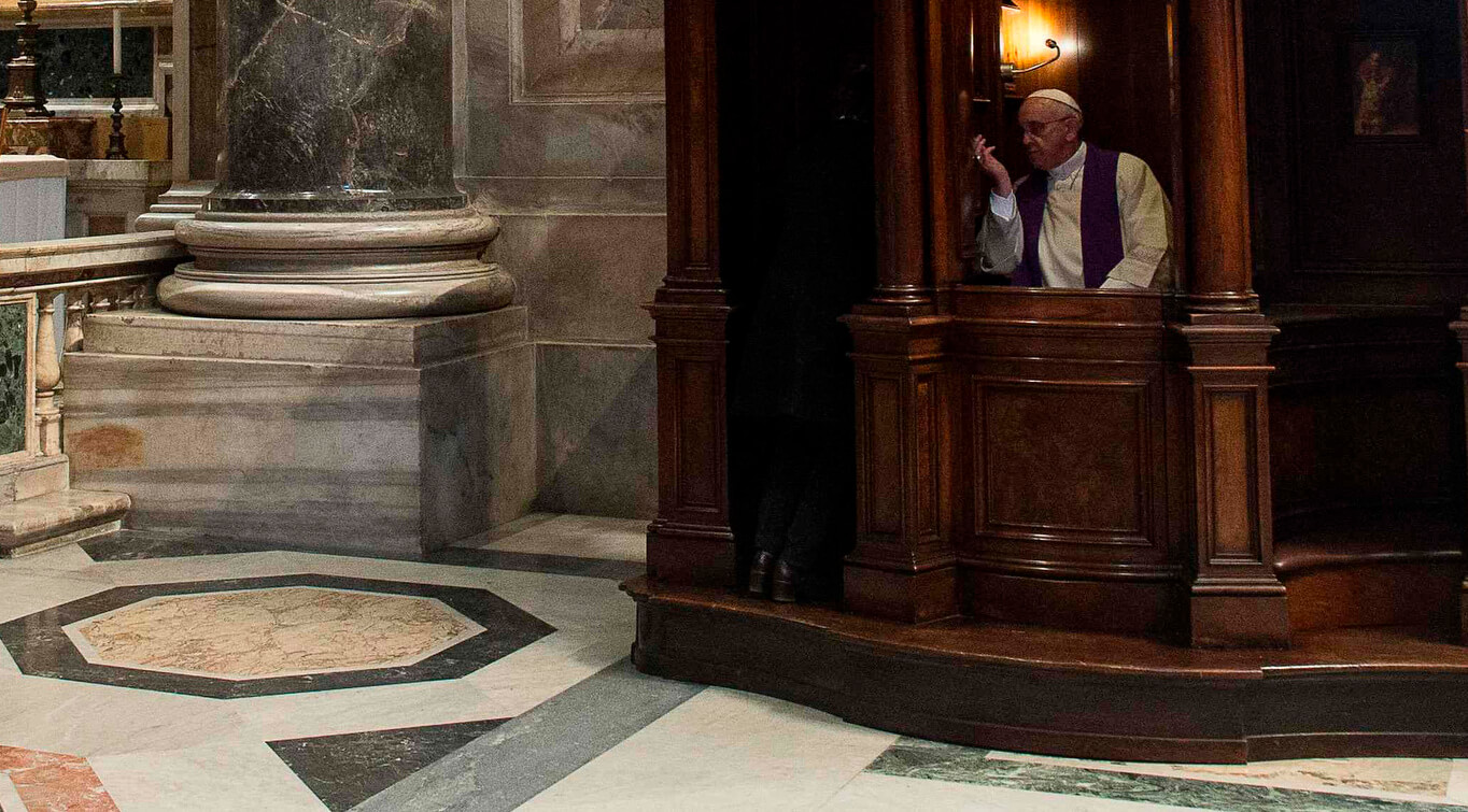 Pope Francis hears confession during penitential liturgy in St. Peter's ...