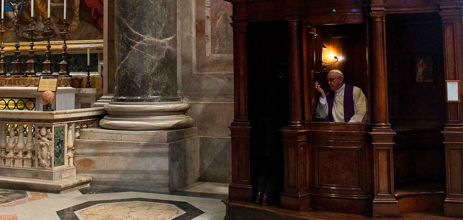 Pope Francis hears confession during penitential liturgy in St. Peter's ...